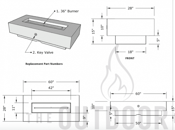 60 Inch Del Mar Fire Pit OPT-DEL6028 / The Outdoor Plus