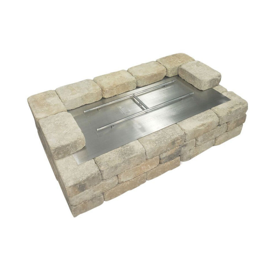 Flat Rectangular Fire Pit Pan and Burner American Fire Glass